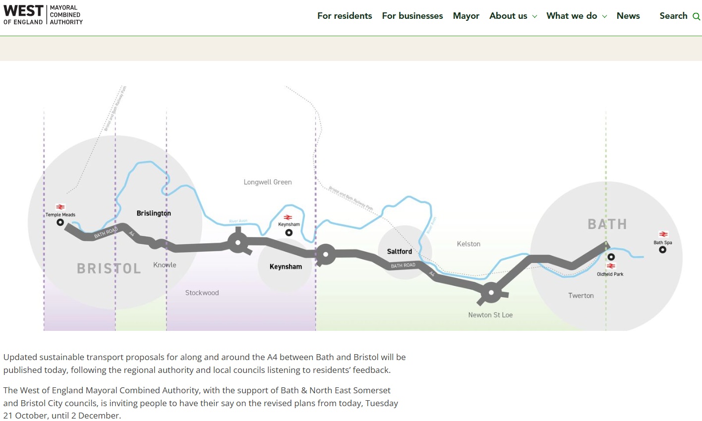 Bath Voice News: Metro Mayor announces transport plans for the A4 from ...